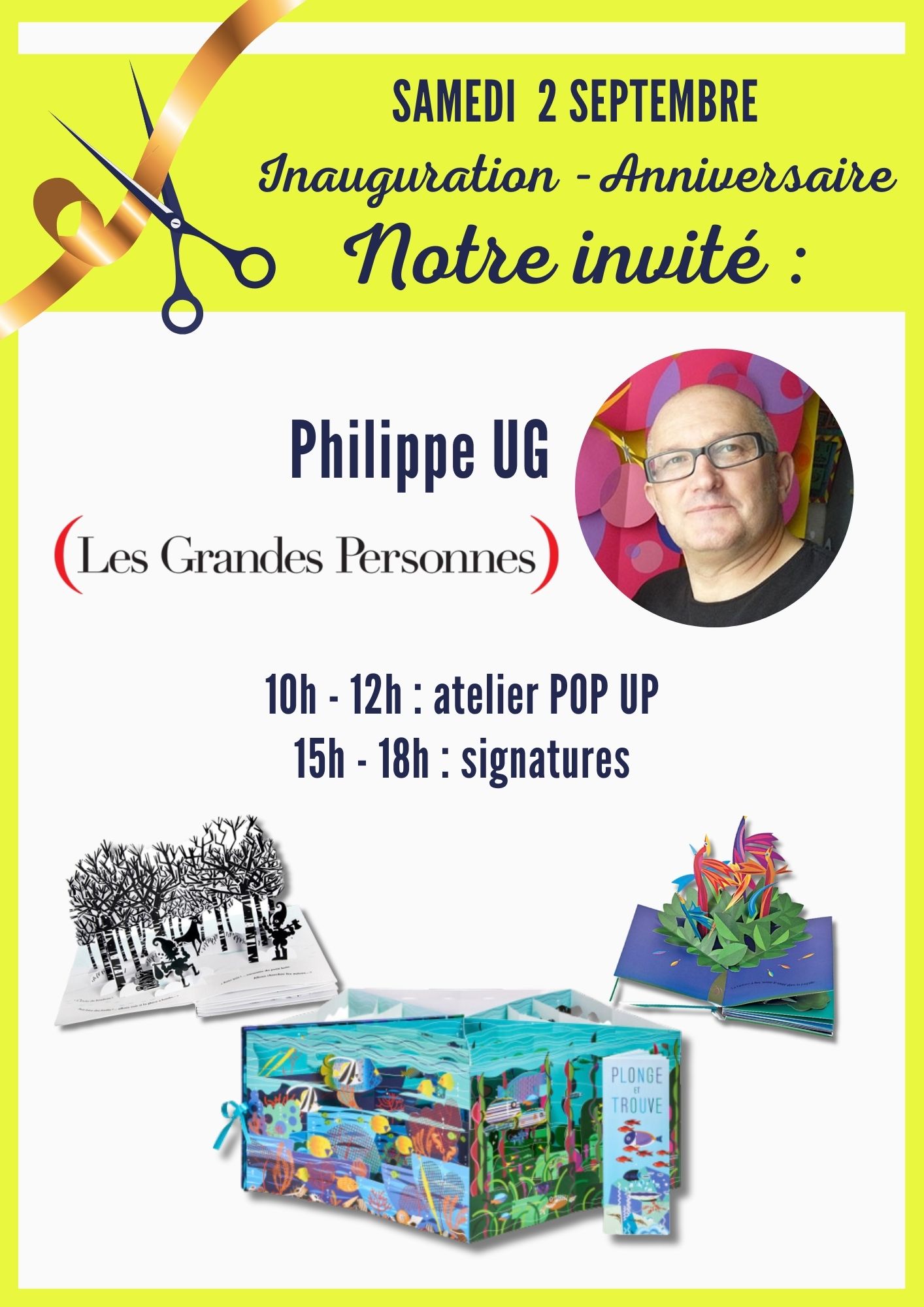 Les Oiseaux Livres - Atelier et dédicaces avec Philippe UG